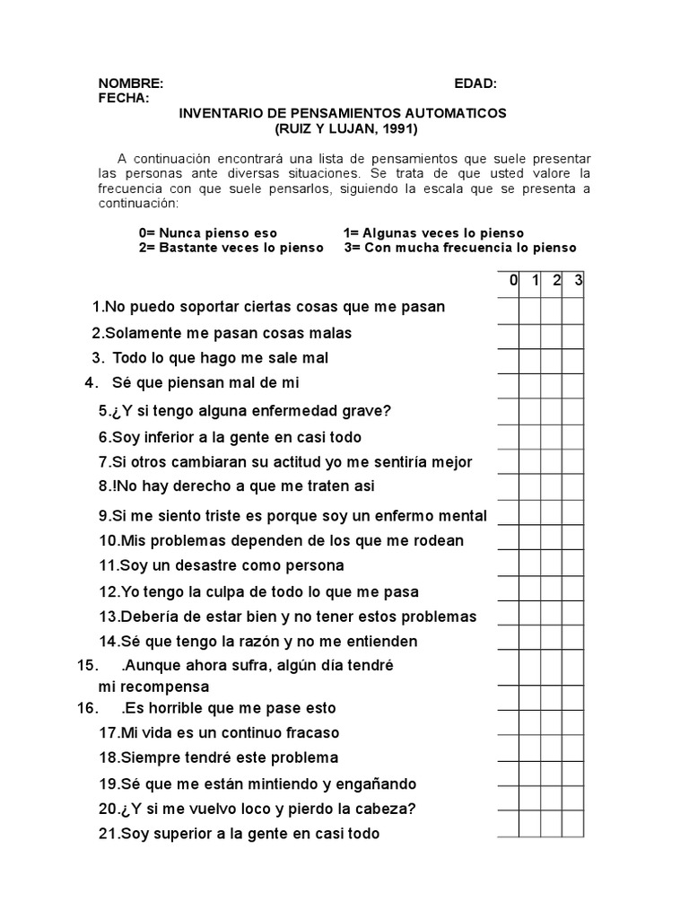 Pensamientos Automaticos Pdf
