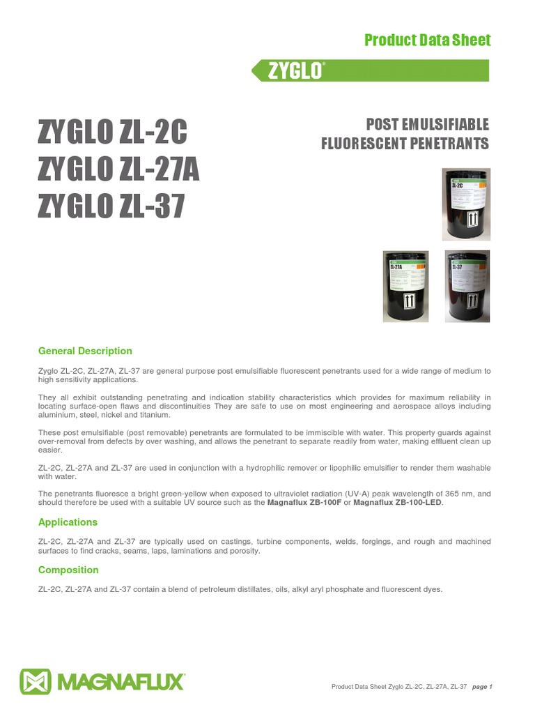 Zyglo ZL-2C, ZL-27A, ZL-37 | PDF | Ultraviolet | Fluorescence