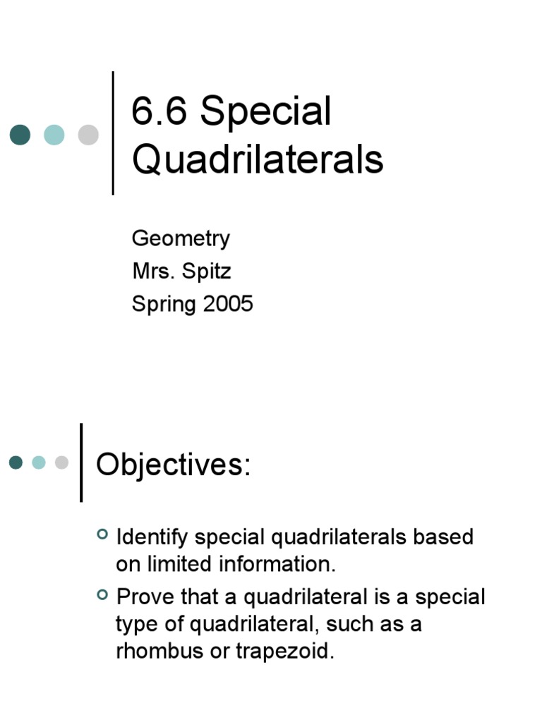 Special Quadrilaterals Overview | PDF | Rectangle | Space