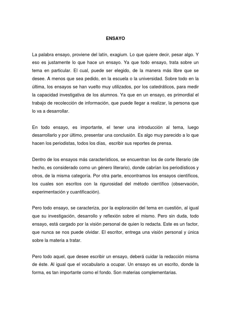 En Que Consiste El Ensayo Cientifico | PDF | Ensayos | Science