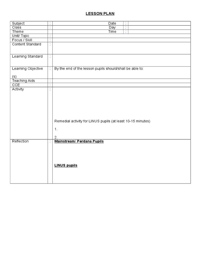Lesson Plan: LINUS Pupils | PDF | Career & Growth | Foreign Language ...