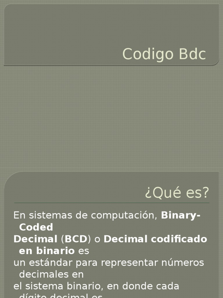 Codigo BDC | PDF | Decimal codificado en binario | Notación Matemática