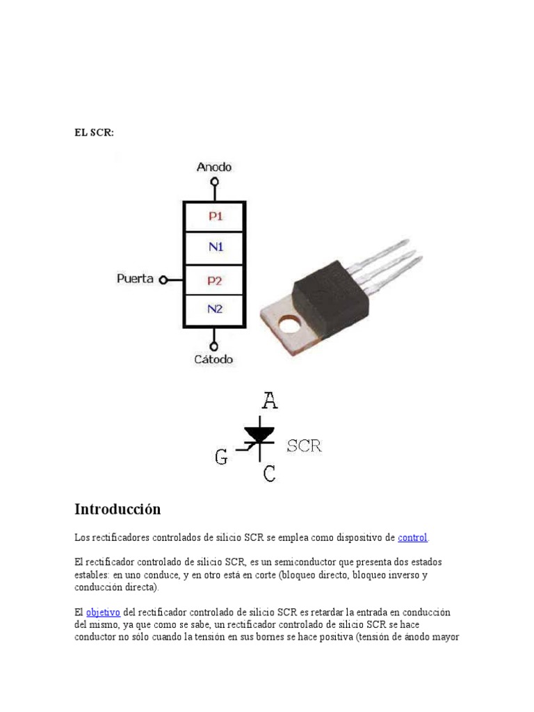 El SCR | PDF | Rectificador | Corriente eléctrica