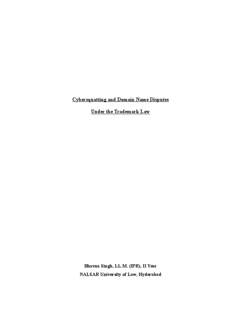 Cybersquatting and Domain Disputes Explained | PDF | Trademark | Domain ...
