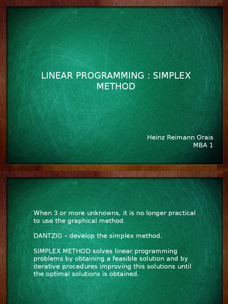 Simplex Method for Linear Programming | PDF