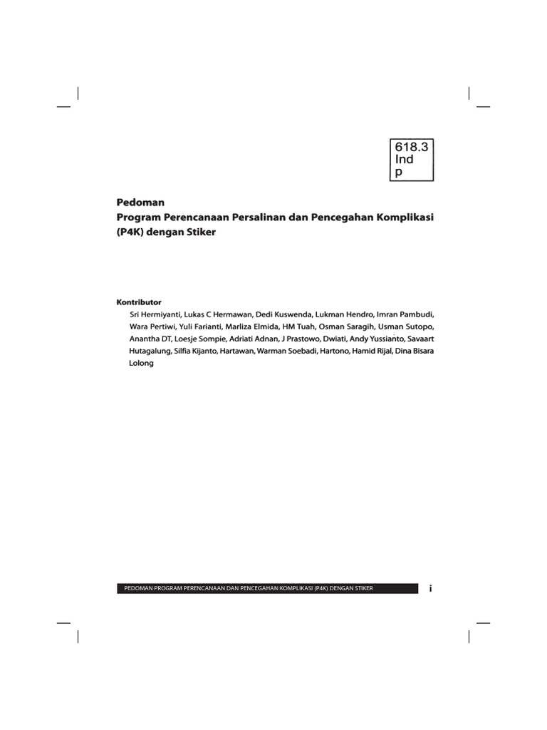 Program Perencanaan Persalinan Dan Pencegahan Komplikasi (P4K) Dengan ...