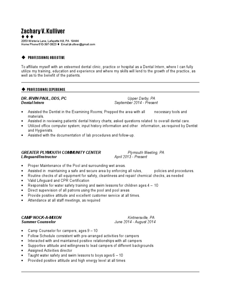 Zack's Resume | PDF | Wellness | Science & Mathematics