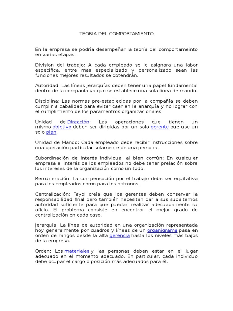 Teoria Del Comportamiento | PDF | Negocios | Relaciones personales ...