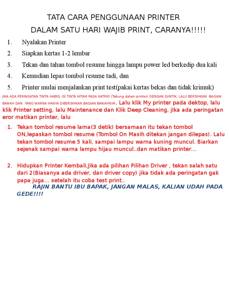 Tata Cara Penggunaan Printer | PDF