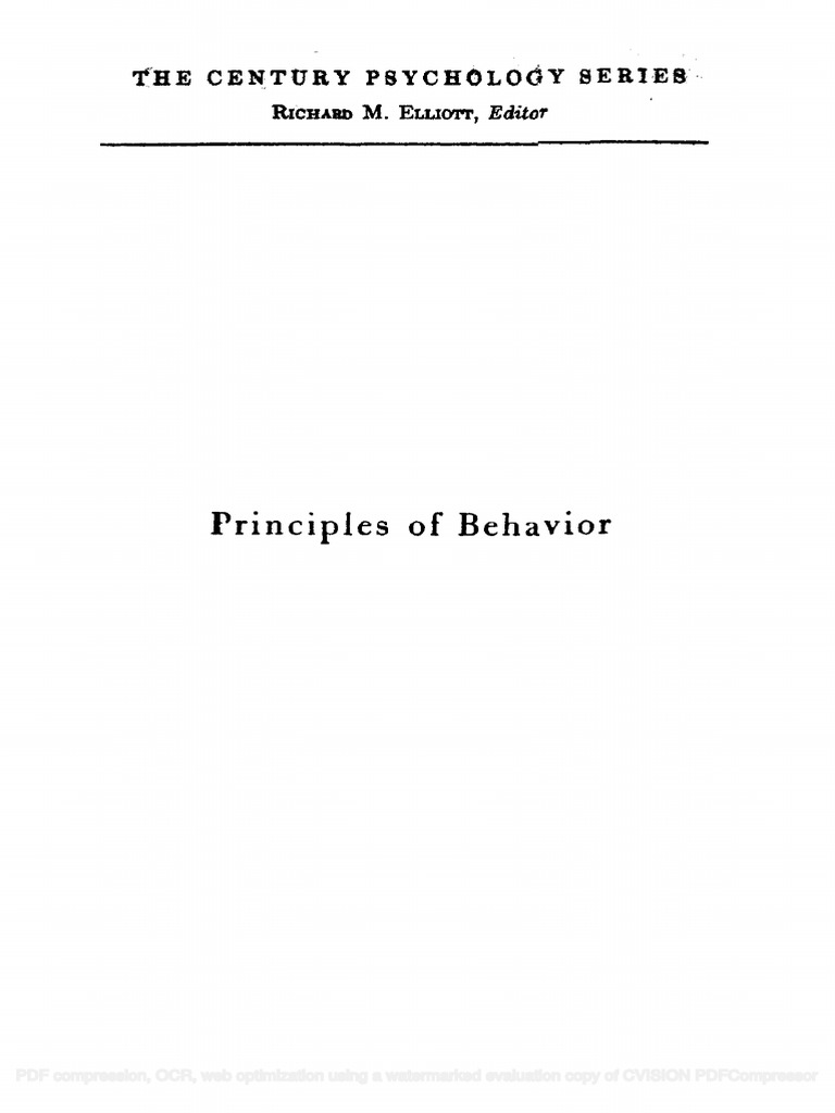 Principles of Behavior (1943) | PDF | Science & Mathematics