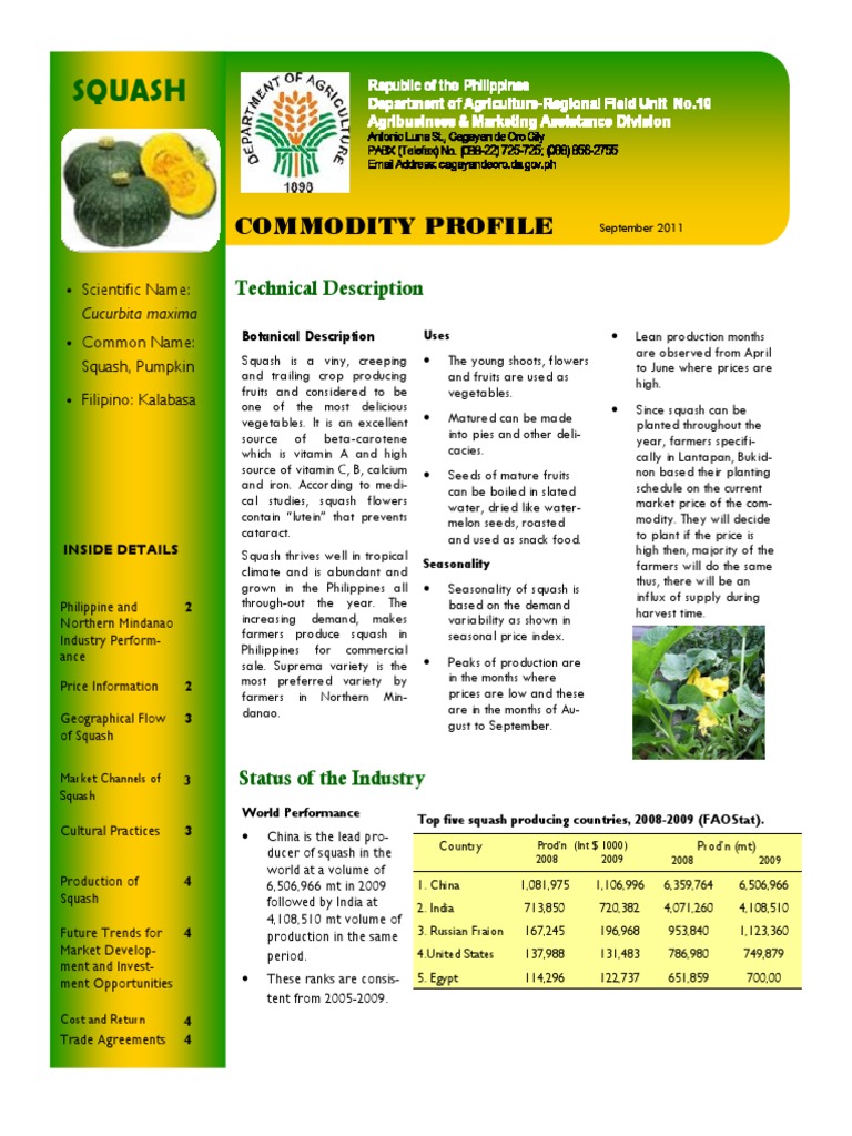 Squash Commodity Profile | Download Free PDF | Cucurbita | Agronomy