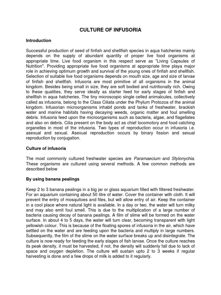 8.culture of Infusoria | PDF | Reproduction | Microorganism