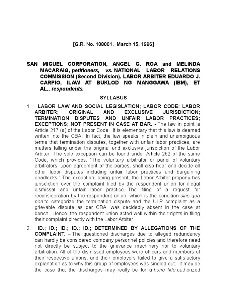 Labor Arbiter's Jurisdiction in ULP Case | PDF | Arbitration | Unfair ...