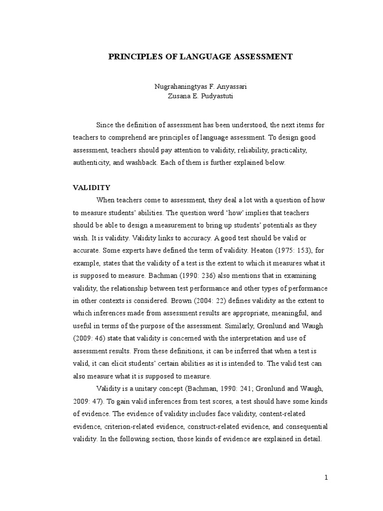 Principles of Language Assessment | PDF | Validity (Statistics) | Test ...