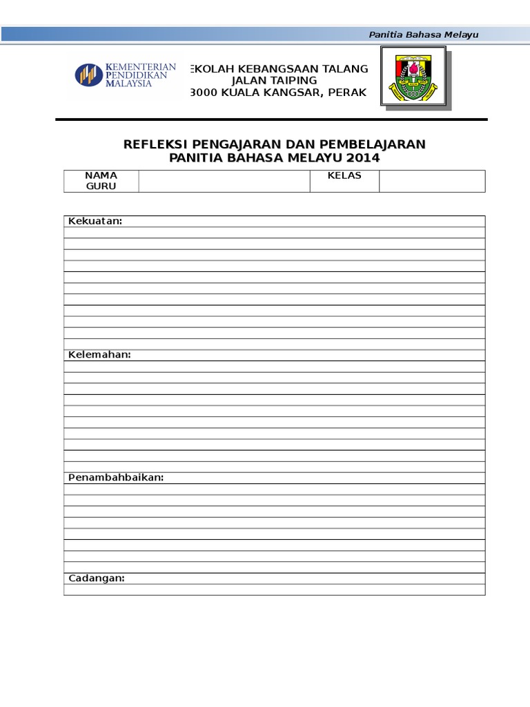Refleksi PDP Bahasa Melayu | PDF