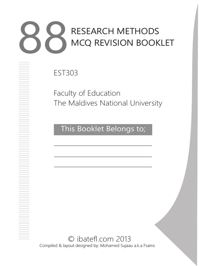Research-Methods MCQ Booklet | PDF | Sampling (Statistics) | Qualitative Research