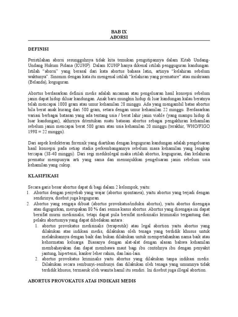 Definisi dan Klasifikasi Aborsi | PDF | Pengembangan Diri | Kesehatan ...