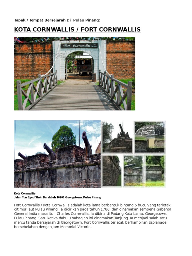 Fort Cornwallis | PDF
