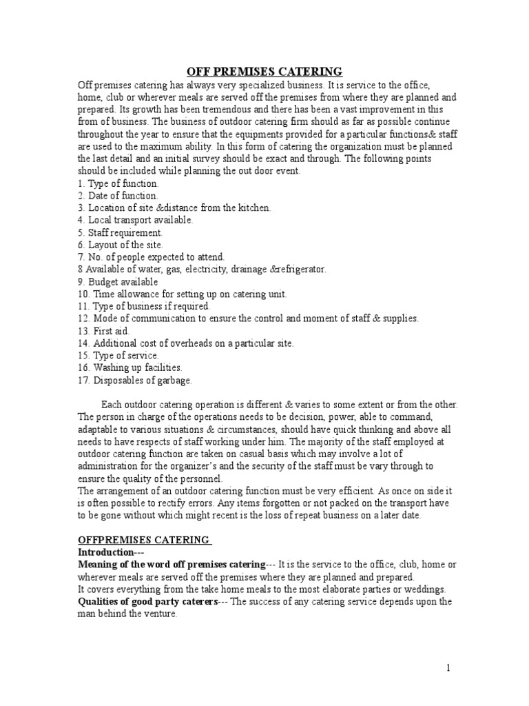 Off Premises Catering | PDF | Menu | Tableware