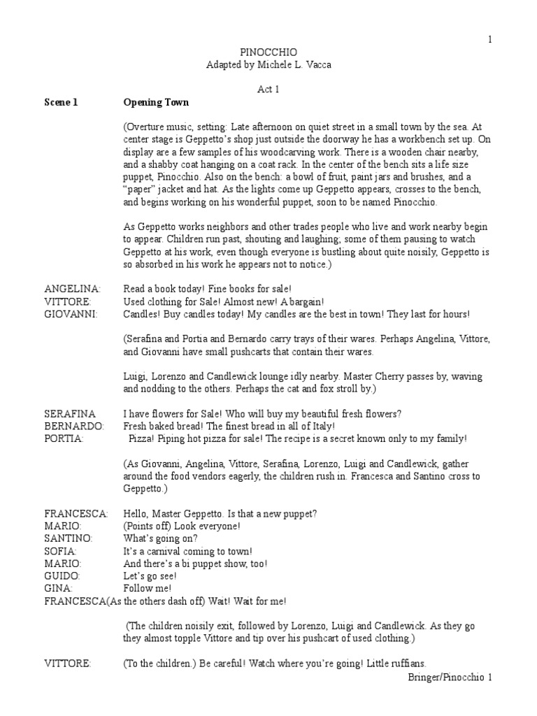 Pinocchio Script (1) | Pinocchio | Performing Arts