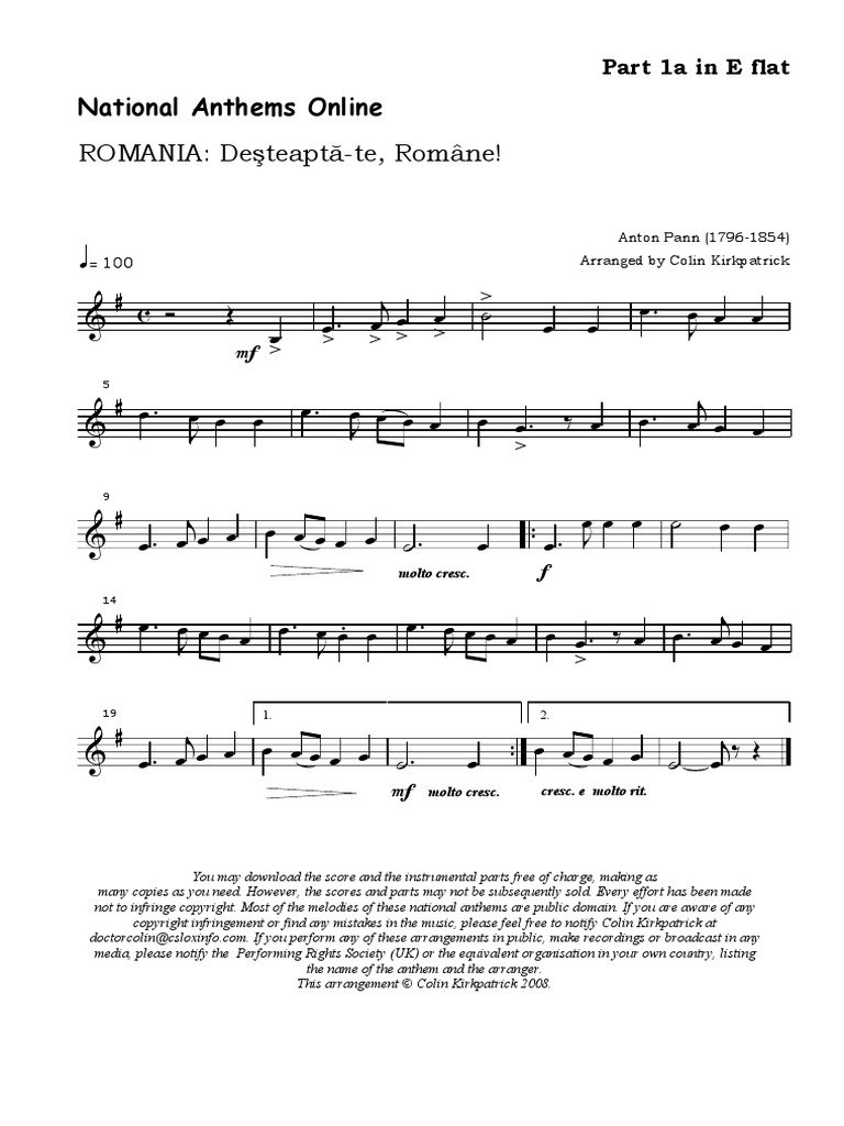Romanian National Anthem | PDF
