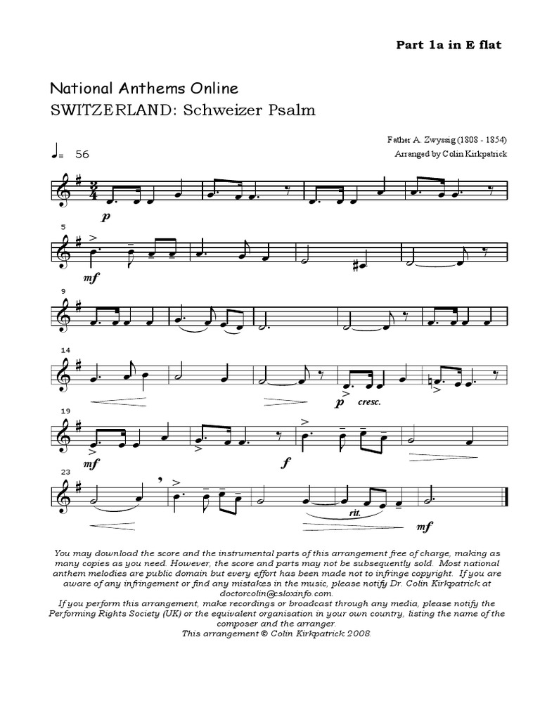 Swiss National Anthem | PDF