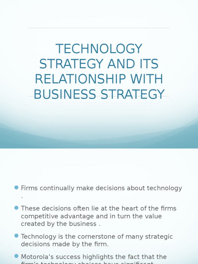 Technology Strategy | PDF | Motorola | Value Chain