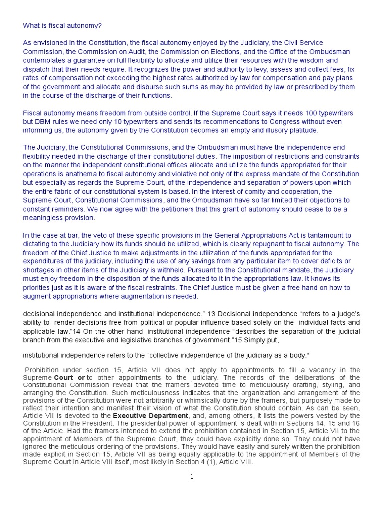 What Is Fiscal Autonomy | PDF | Judiciaries | United States Congress