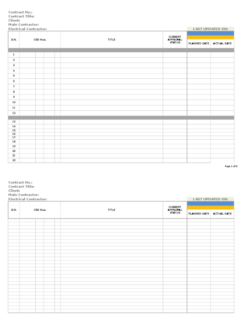 Construction Submittal Log Template | PDF | Technology & Engineering