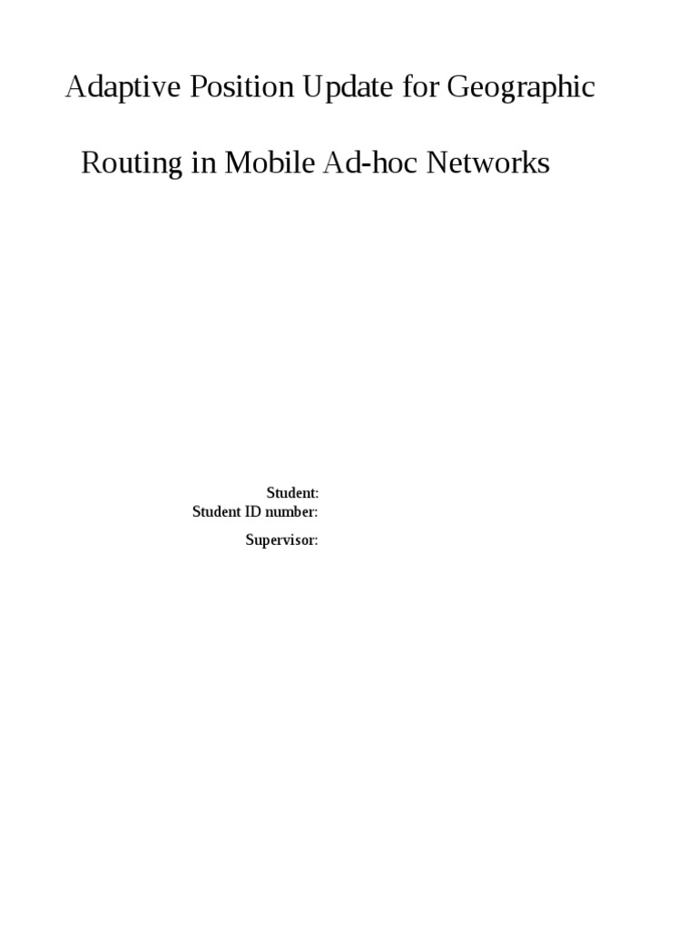 Adaptive Position Update For Geographic Routing in Mobile Ad-Hoc Networks | PDF | Routing ...