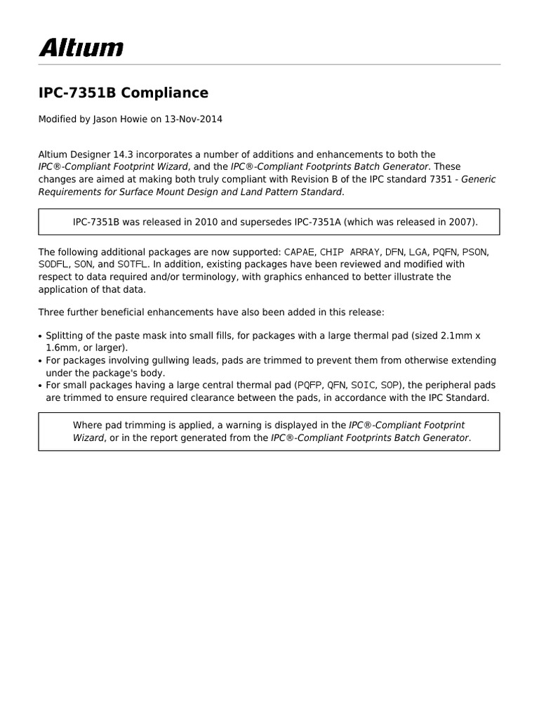 Online Documentation for Altium Products - IPC-7351B Compliance - 2014-11-13 | String (Computer ...