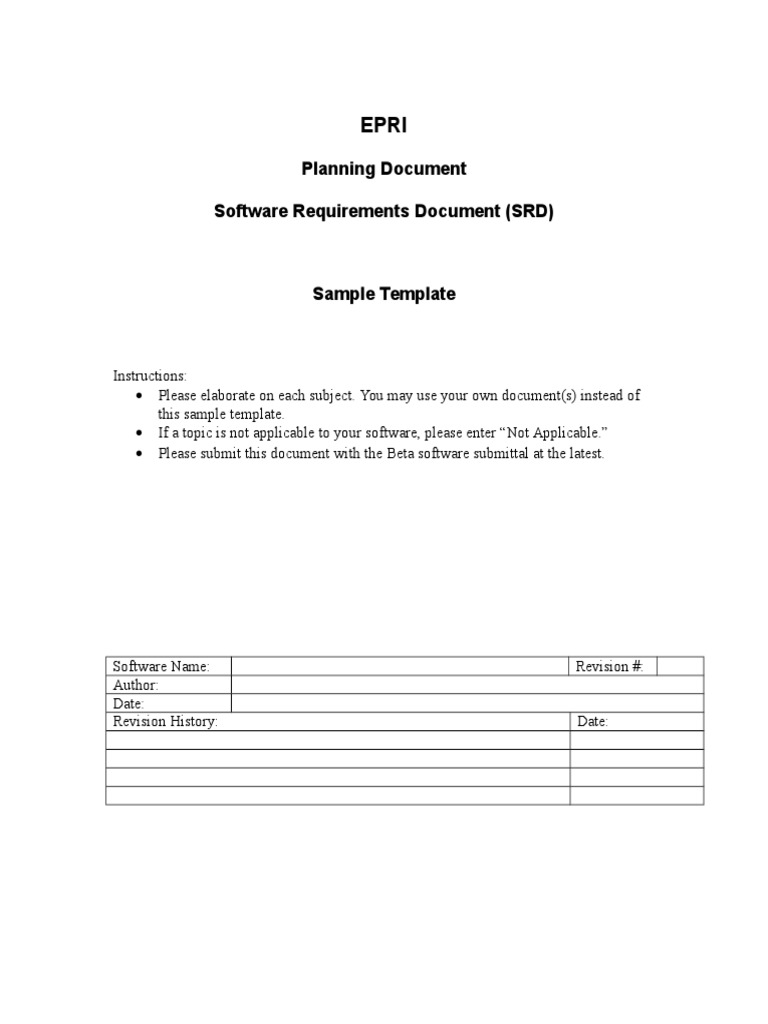 Software Requirements Document Sample Template | PDF | Reliability ...