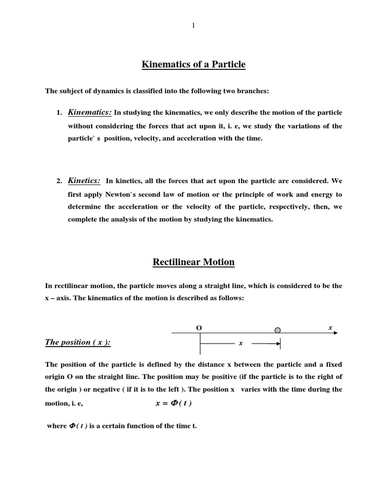 Kinematics of Rectilinear Motion | Kinematics | Mass
