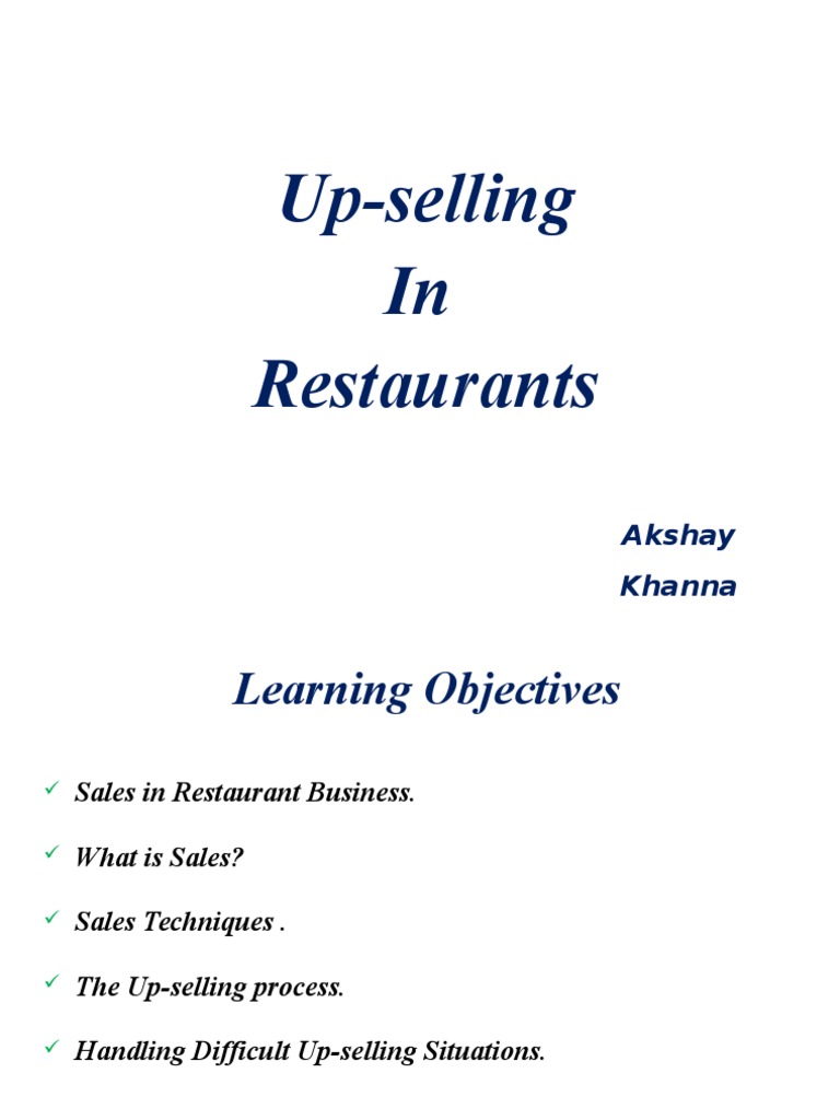 Up-Selling in Restaurant | PDF | Sales | Business