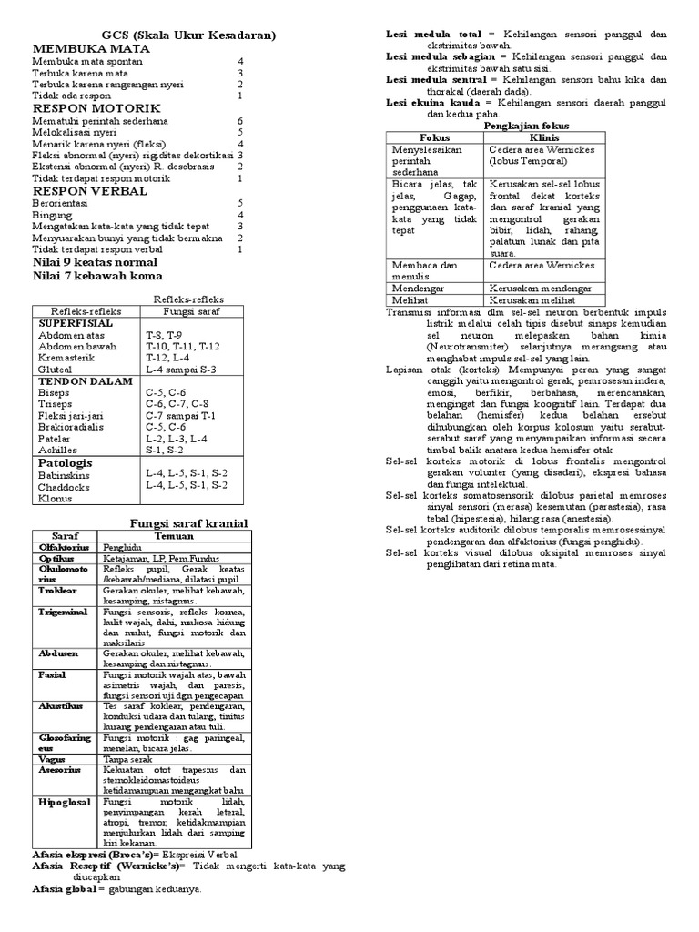 Skala Ukur Kesadaran (GCS) | PDF