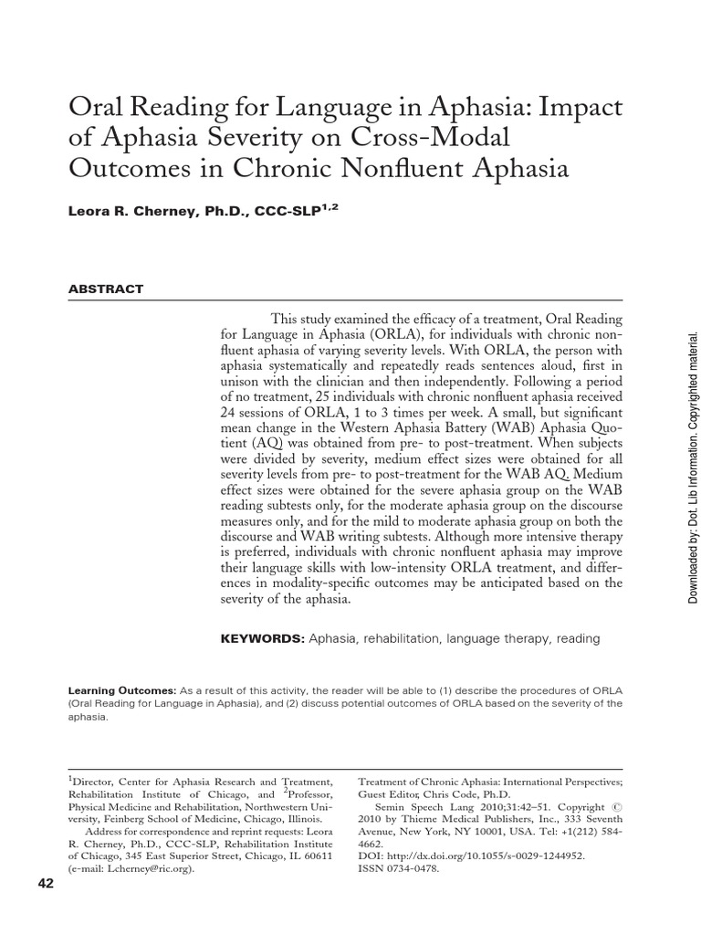 ORLA | PDF | Aphasia | Effect Size