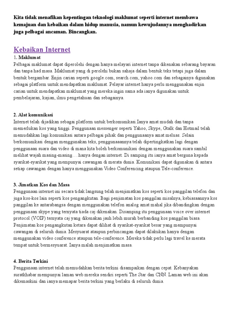 Manfaat dan Risiko Internet | PDF