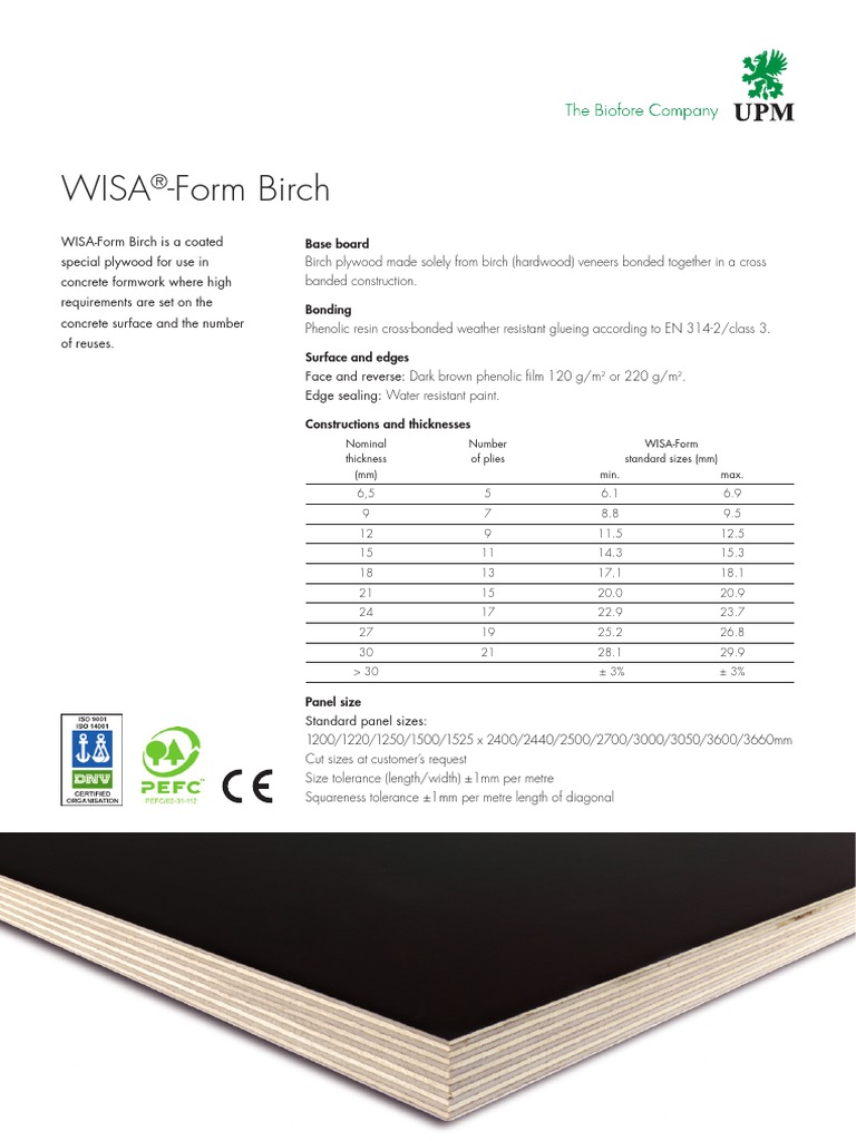 WISA-Form Birch en Fs | PDF | Plywood | Industries