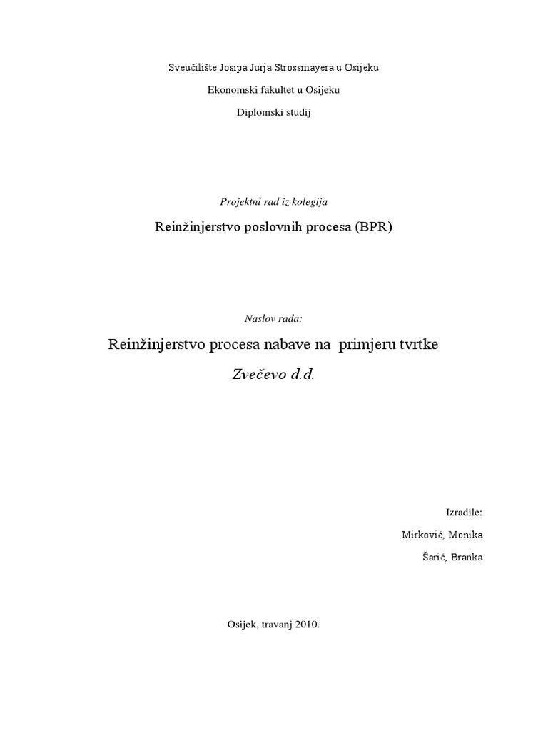 Primjer Seminarskog Rada - Zvečevo - BPM PDF | PDF