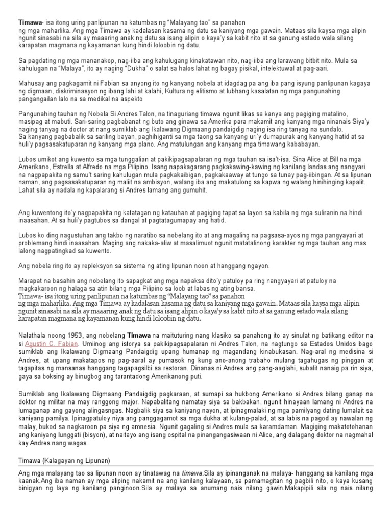 Timawa Kahulugan | PDF