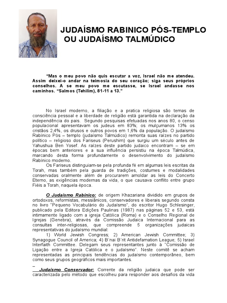 Judaismo Rabinico Pós | PDF | Judeus | Judeus e judaísmo