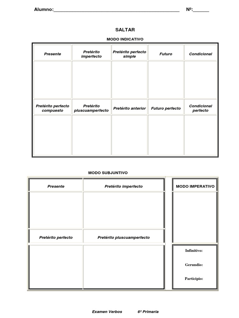 Plantilla Examen Verbos | PDF | Artes del Lenguaje y Comunicación ...