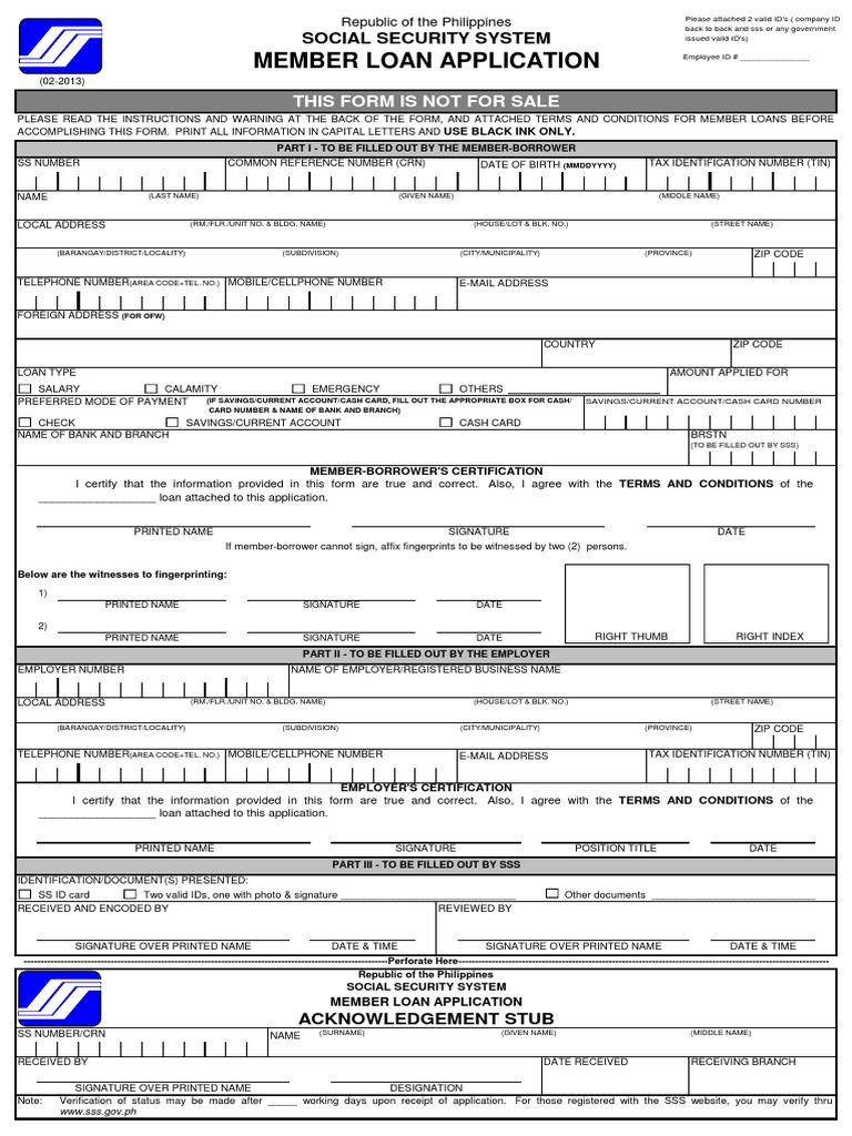 Sss Loan Form 2013 | Identity Document | Loans