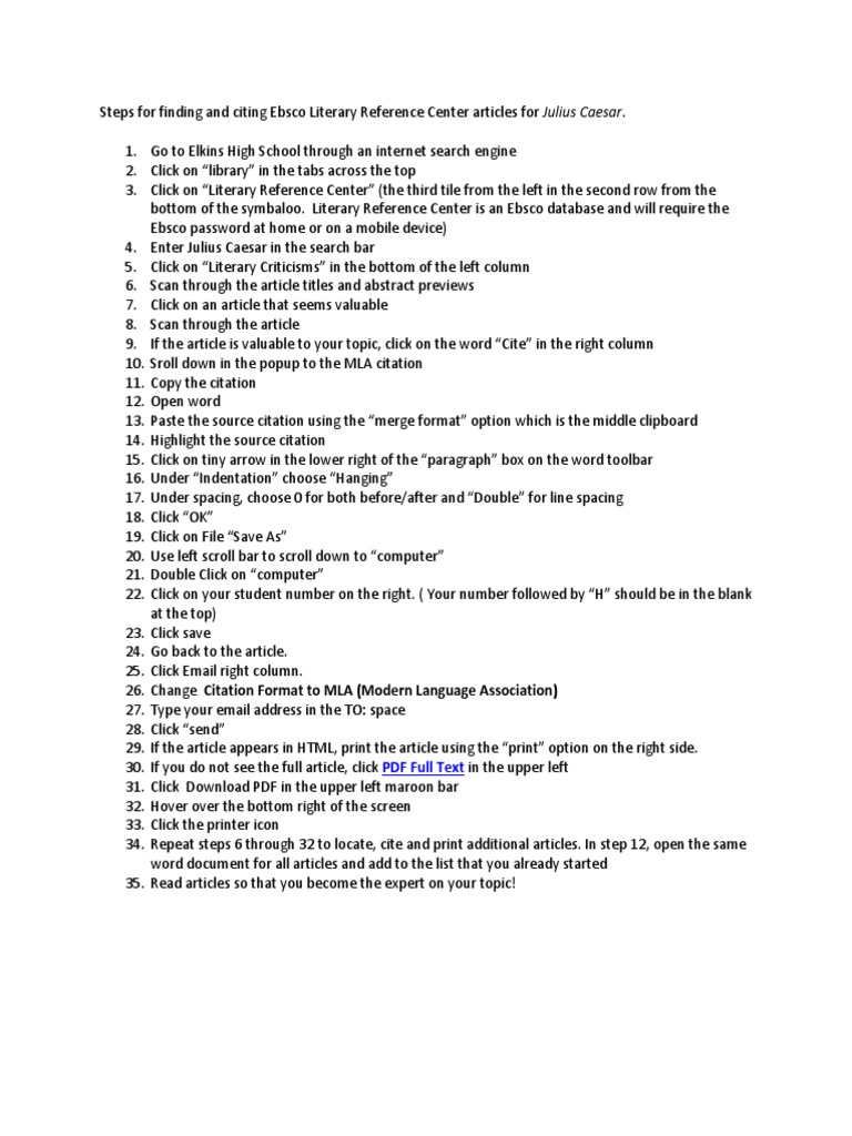 Citing Ebsco & Gale Articles: Julius Caesar | PDF | Citation | Portable ...