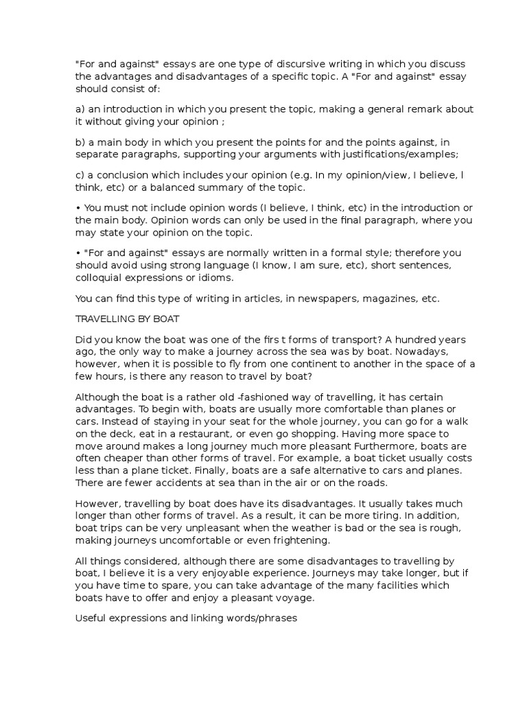 For and Against, 2RMG | PDF | Essays | Argument