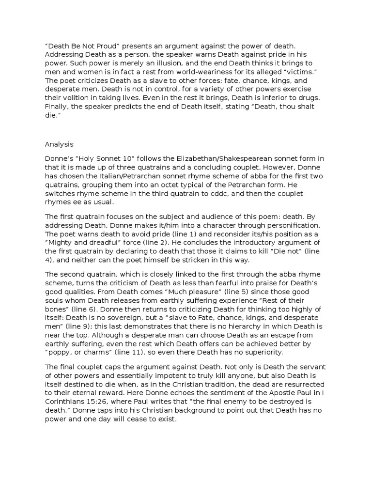 Death Be Not Proud | PDF | Poetic Form | Stanzaic Form