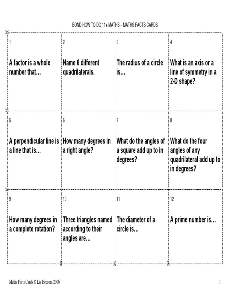 11 Plus Maths Facts | PDF | Rectangle | Classical Geometry