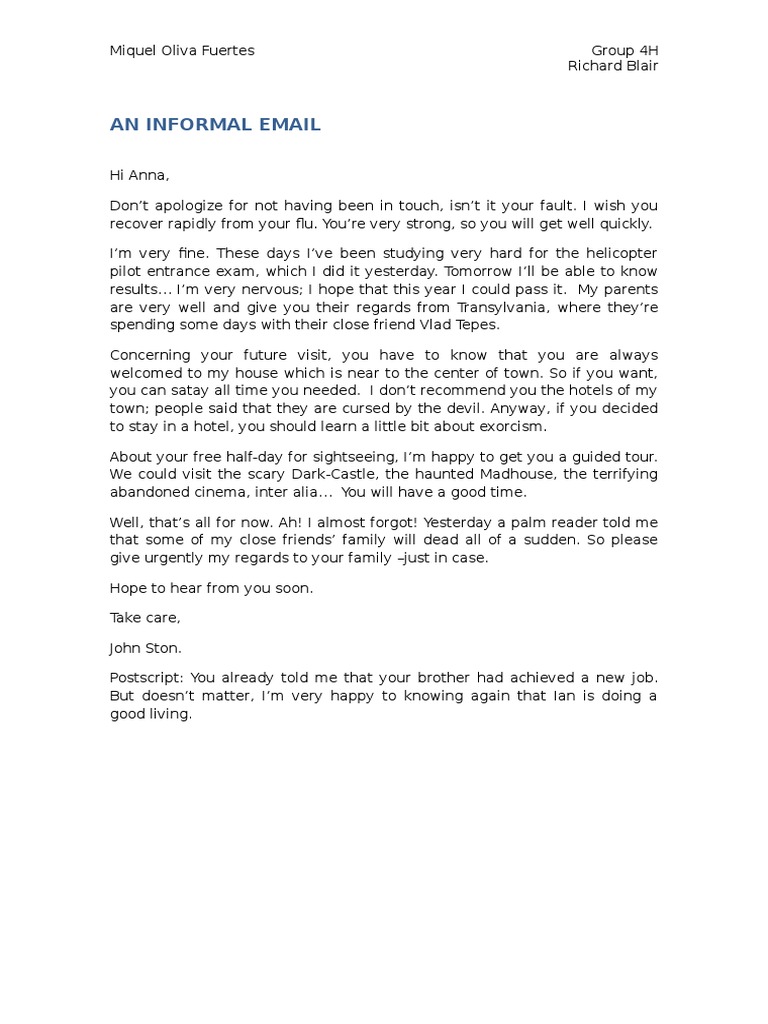 An Informal Email | PDF