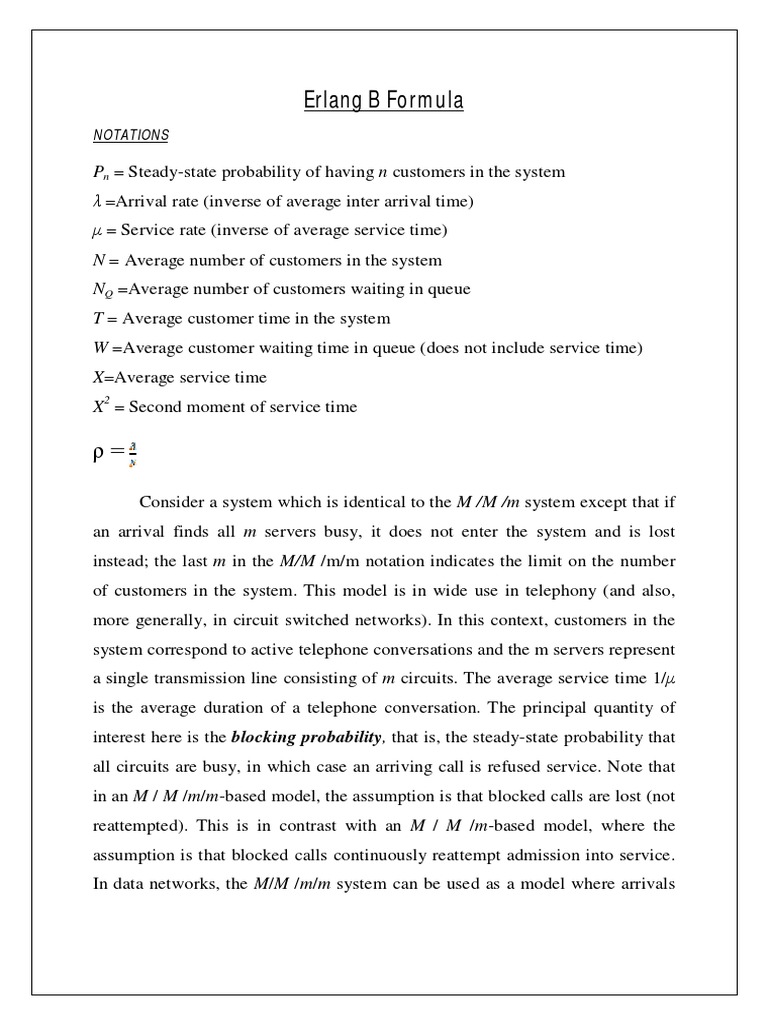 Erlang Formulae | PDF | Applied Mathematics | Statistical Theory