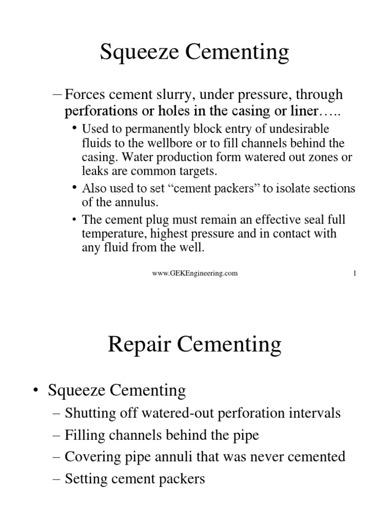Cement Squeeze | PDF | Casing (Borehole) | Pump